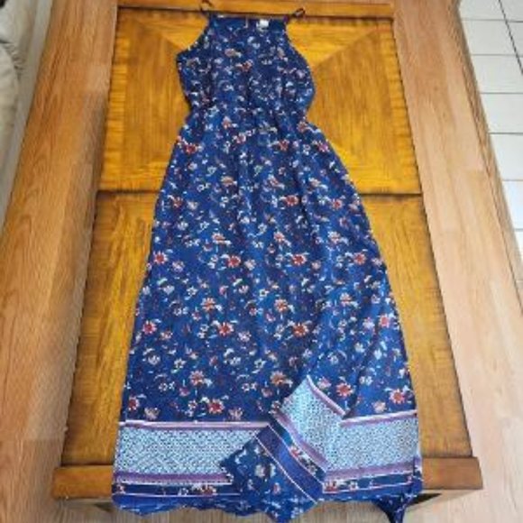 H&M | Dresses | Divided By Hm Blue Floral Maxi Dress | Poshmark